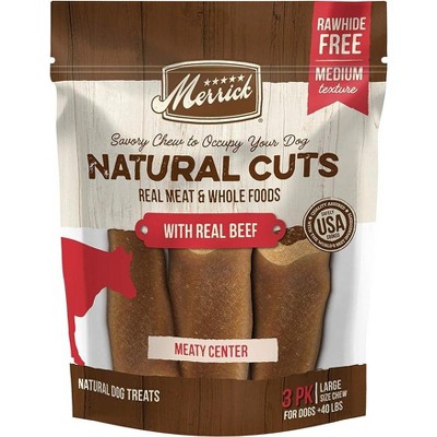 Merrick Natural Cut Beef Chew Treats Large : Target