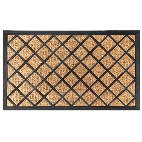 Kate Aurora Lenox Hill Lattice Coir Bristled Outdoor All Season Welcome ...