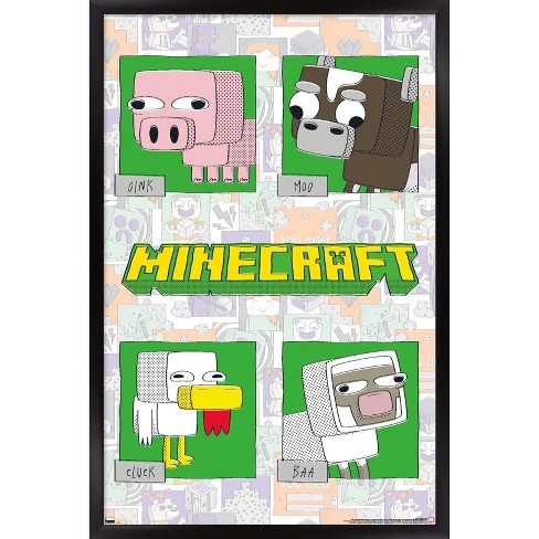 Trends International Minecraft - Simple Comic Animal Grid Framed Wall ...