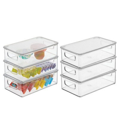 Mdesign Plastic Storage Bin Box Container, Lid And Handles, 6 Pack ...