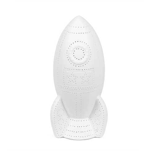 Porcelain Rocket Ship Table Lamp White - Simple Designs: Ceramic Night ...