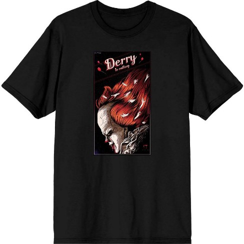 It Chapter 2 Pennywise Derry Fan Poster Men's Black Crew Neck Short ...
