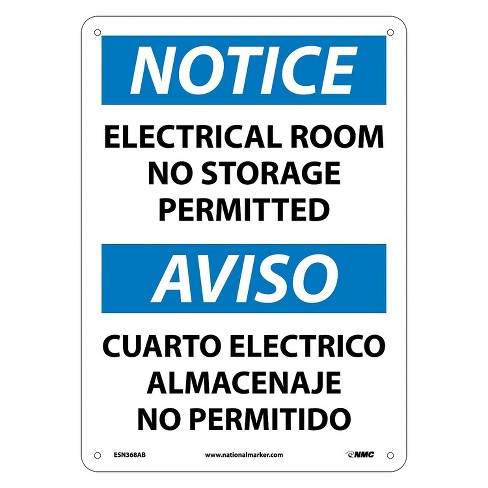National Marker Notice Signs; Electrical Room No Storage Permitted ...