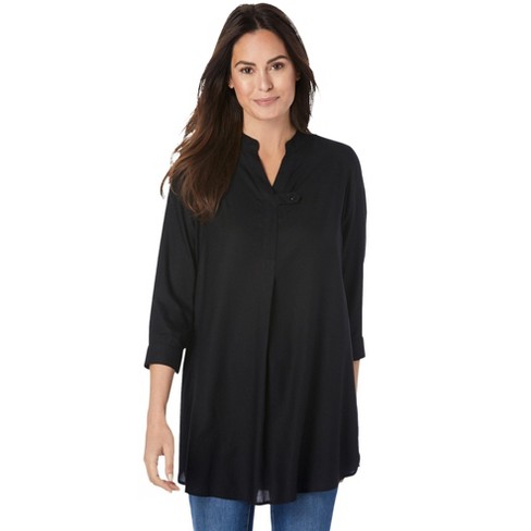 Woman Within Women's Plus Size Rayon 7-day Three-quarter Sleeve Tab ...