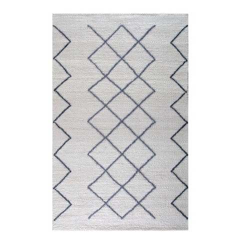8'x10' Kingston Diamond Rug Ivory/gray/blue - Anji Mountain: Handmade ...