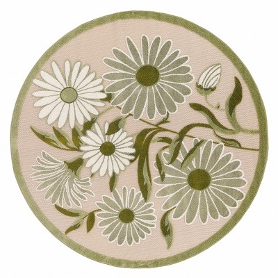 Nourison Aloha Daisy Flower Flatweave High-low Indoor Outdoor Round Rug ...