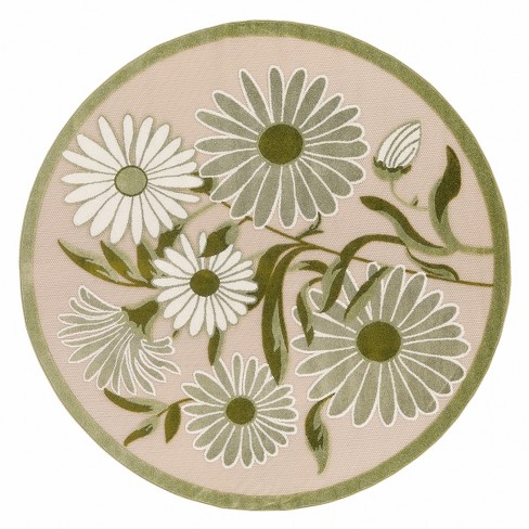 Nourison Aloha Daisy Flower Flatweave High-low Indoor Outdoor Round Rug ...
