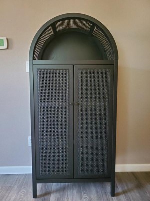 Woven Arched Wood Cabinet Black - Threshold™ : Target