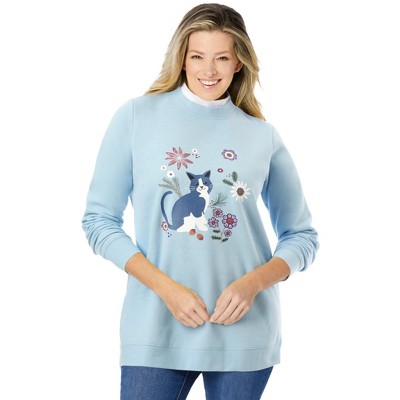 Woman Within Women's Plus Size Layered-look Sweatshirt - 18/20, Sky ...