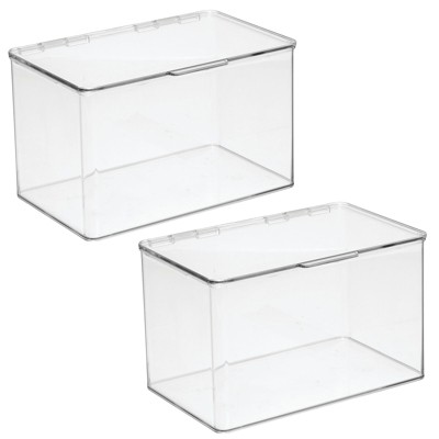 Mdesign Plastic Stackable Kitchen Storage Container Bin With Lid, 2 ...