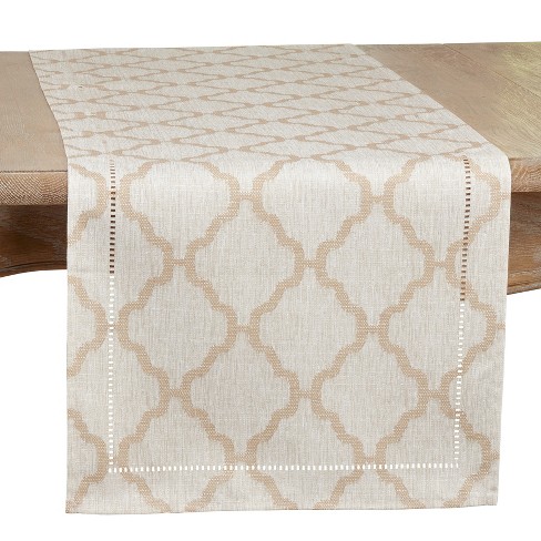 Saro Lifestyle Table Runner With Laser-cut Hemstitch Border, Taupe, 16 ...