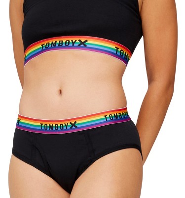 Tomboyx Iconic Briefs, Super Soft Cotton, All Day Comfort, Size Inclusive (3xs-6x) Black Rainbow ...