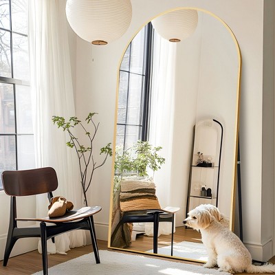 Olivia & May 48"x28" Metal Tall Ornate Arched Baroque Floor Mirror Gold ...