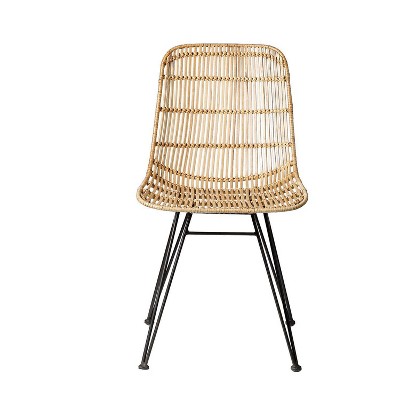 Storied Home Braided Rattan Chair With Metal Frame Natural/black: No ...