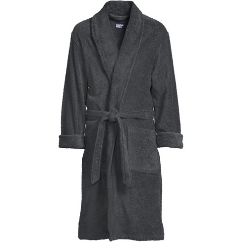 Lands' End Men's Calf Length Turkish Terry Robe - Large - Charcoal : Target