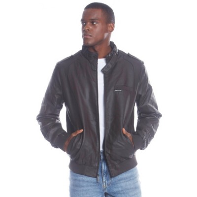 Members Only Men's Faux Leather Iconic Racer Jacket - Cognac - X-large ...