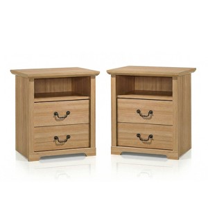 24/7 Shop At Home Dena 2Pc 2 Drawer Nightstand with Shelf Natural 24/7 ...