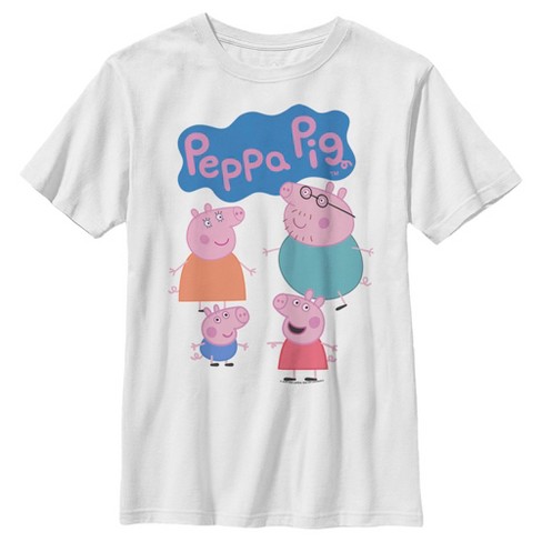 Boy's Peppa Pig Family Logo T-shirt - White - Medium : Target