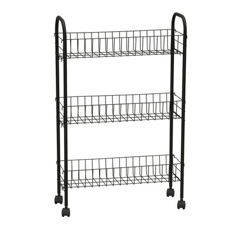 Household Essentials Slimline 3-shelf Laundry Cart Black: Portable ...