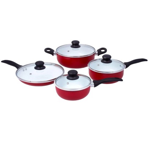 Lexi Home 8-piece Ceramic Non-stick Cookware Set - Red, White : Target