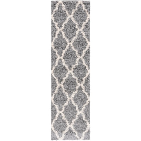 Dallas Shag Sgd257 Power Loomed Runner Rug - Grey/ivory - 2'3"x12 ...