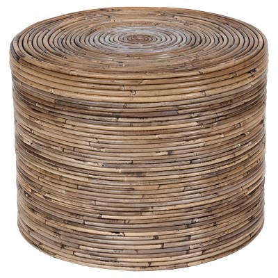Cameron Rattan Stool - Brown - East At Main: Round Wood Frame, No ...