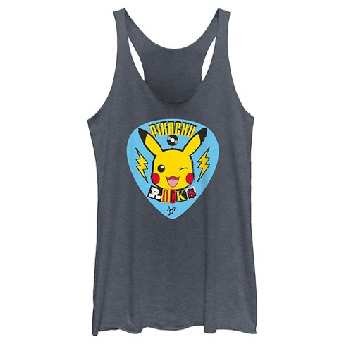 Women's Pokemon Pikachu Rocks Racerback Tank Top - Navy Blue Heather ...