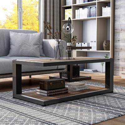 Felcor Industrial Coffee Table Dark Walnut/black - Mibasics : Target