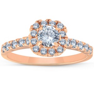 Pompeii3 1 Ct Diamond Cushion Halo Engagement Ring 14k Rose Gold : Target