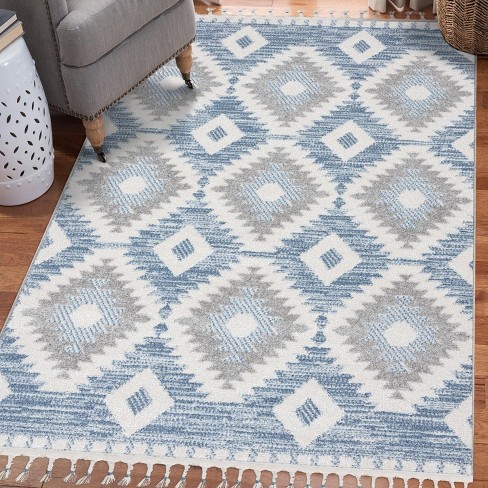 Luxe Weavers Moroccan Geometric Diamond Blue 8x10 Area Rug : Target