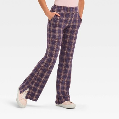 Girls' Flare Pants - Art Class™ Deep Purple Plaid S : Target