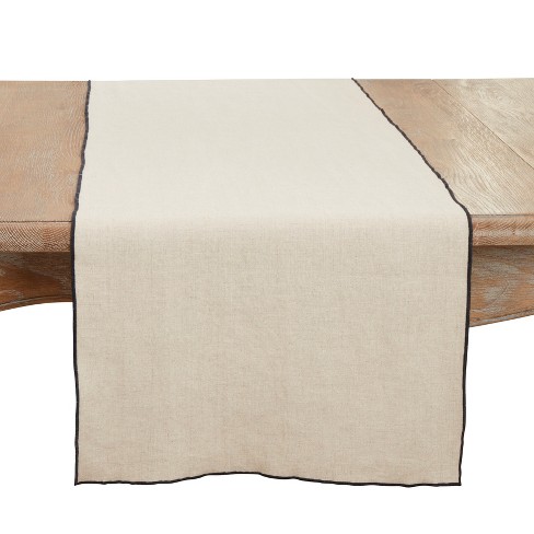 Saro Lifestyle Stonewashed Stitched Edge Table Runner, Black/natural ...