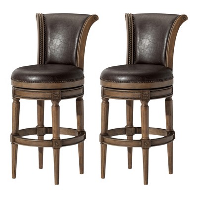 Maven Lane Pullman Backless Swivel Bar Stool, Walnut Finish W/ Marksman ...
