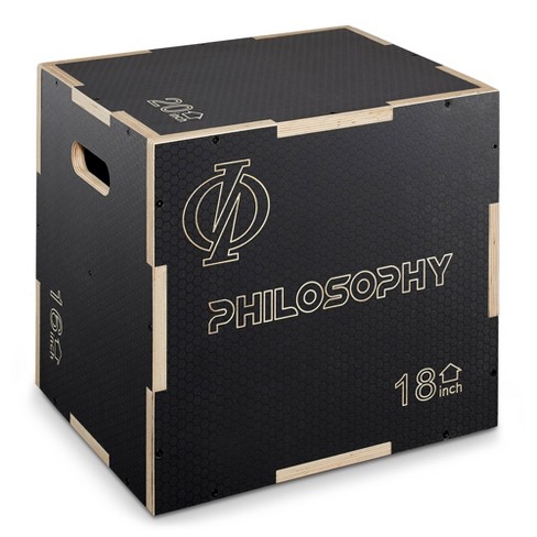 Philosophy Gym 3 In 1 Non-slip Wood Plyo Box, 20" X 18" X 16", Black ...