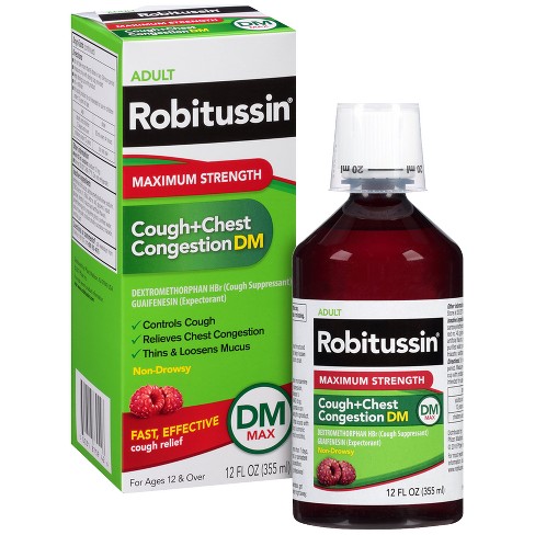 Robitussin Cough + Congestion DM Max Syrup - Dextromethorphan - 8 Fl Oz ...