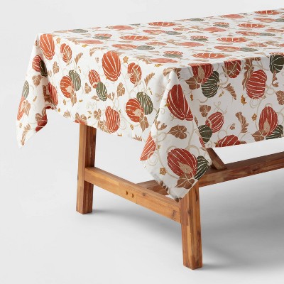 Autumn Leaves Fall Printed Tablecloth - 70" Round - Orange/yellow ...