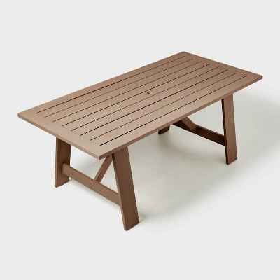 Mahogany Slat Top Rectangular Outdoor Patio Dining Table - Natural ...
