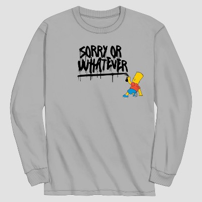 Men's Disney Bart Simpson Long Sleeve Graphic T-shirt - Gray S : Target