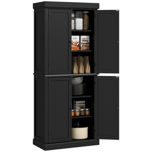 Homcom 72" Traditional Freestanding Kitchen Pantry Cupboard With 2 ...