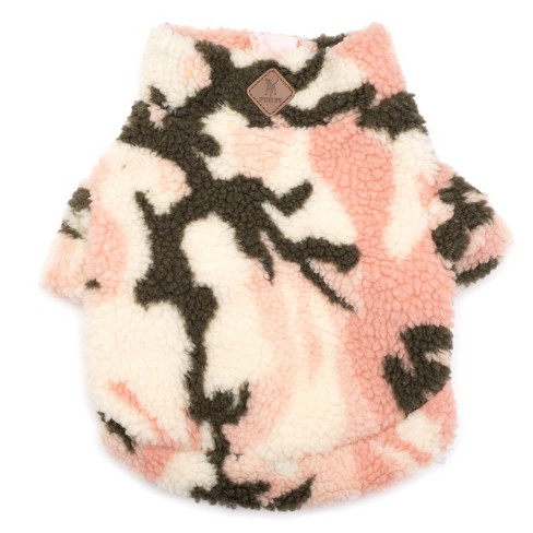The Worthy Dog Quarter Zip Faux Shearling Pullover - Pink Camo - L : Target
