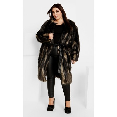 Women's Plus Size 70s Diva Coat - Black | City Chic : Target