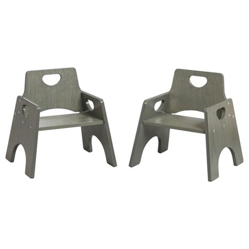 Ecr4kids Stackable Wooden Toddler Chair, 8in, Grey Wash, 2-pack : Target