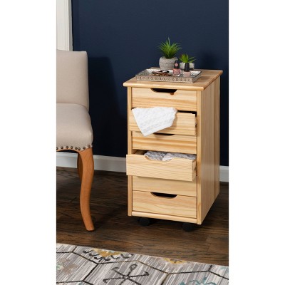 Cary Transitional 6 Drawer Solid Wood Contoured Handle Cut Out Rolling ...