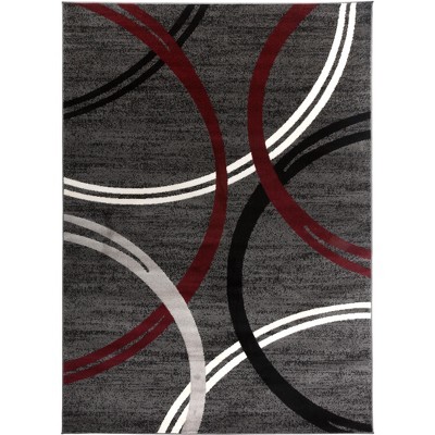 World Rug Gallery Geometric Circles Red 6'6" X 9' Area Rug : Target