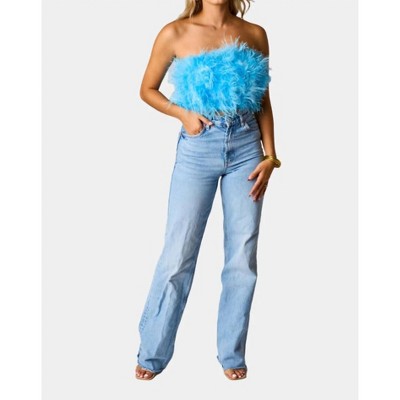 Women's Fancy Strapless Feather Crop Top - Buddylove Xs : Target