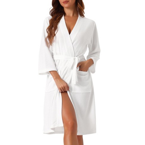 Cheibear Women's Waffle Two Pockets Soft Spa & Bath Mid-length Robes ...