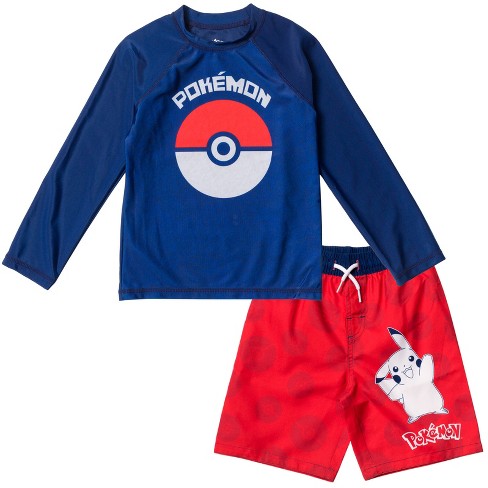 Pokemon Pikachu Rash Guard And Swim Trunks Little Kid To Big Kid : Target
