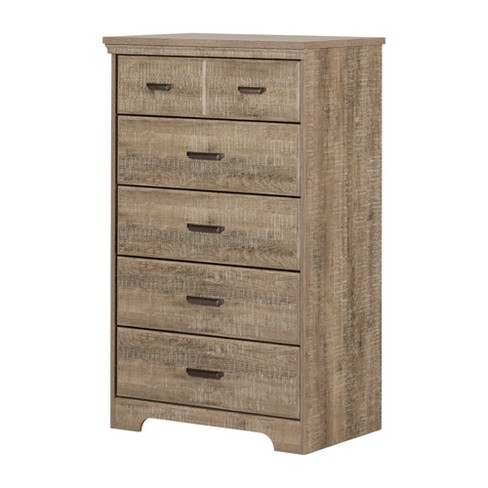 South Shore Versa 5 Drawer Chest Storage Unit Weathered Oak: Particle ...