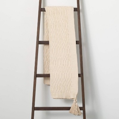 Sullivans Ecru Cable Knit Throw Cream 0.25"h : Target