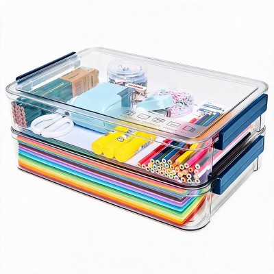 Stackable Transparent Storage Box with Lid – Durable PET/ABS Document ...